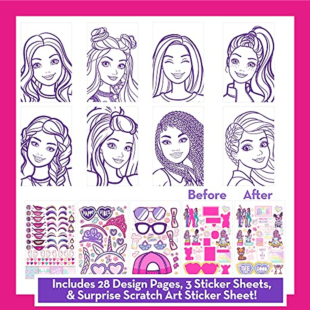 Horizon Group USA Barbie Makeup Artist Magazine, Create Your Own Hair & Makeup Looks Using 130+ Stencils, 180+ Stickers, Crayons, Pretend Makeup & More