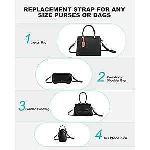 Purse Strap Purse Straps Replacement Crossbody Replacement Straps for Handbags Gold Hardware Genuine Leather(Black)