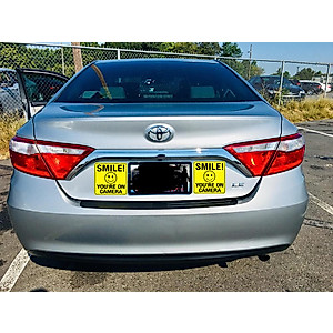 6 Pack Smile You're On Camera Sign, 6" x 6" Video Surveillance Signs, Self Adhesive Vinyl Decal UV Protected & Weatherproof Home Security Stickers, Indoor and Outdoor Use Yellow, Black