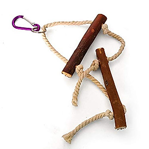 shlutesoy Pet Supplies Animals Toys Bird Climb Hanging Toy Log Standing Bar Stick Ladder Rope Pet Cage Decor Wood Color