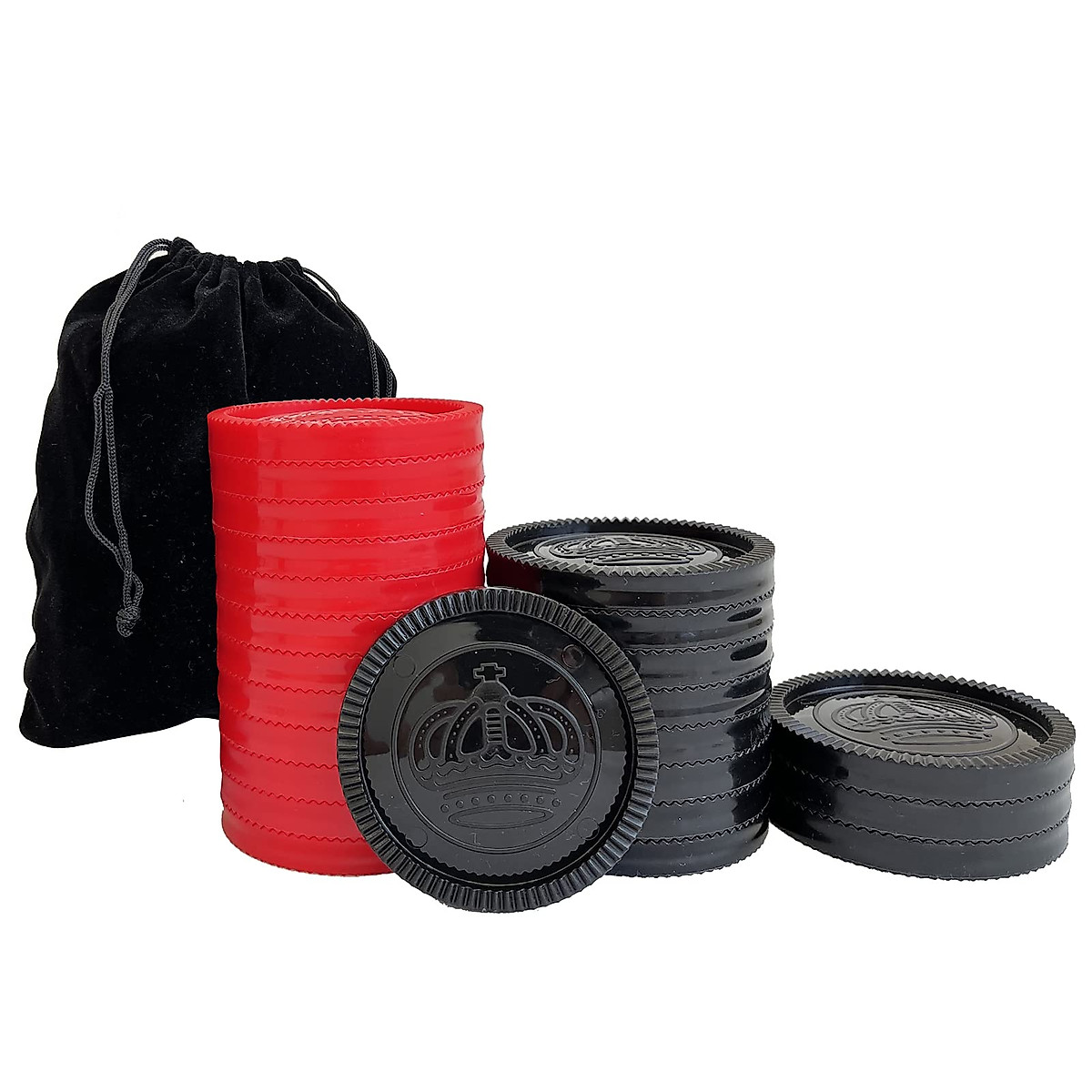 SEETOOOGAMES 24 Pieces 3 Inches Jumbo Replacement Checker Pieces Only-12red,12black