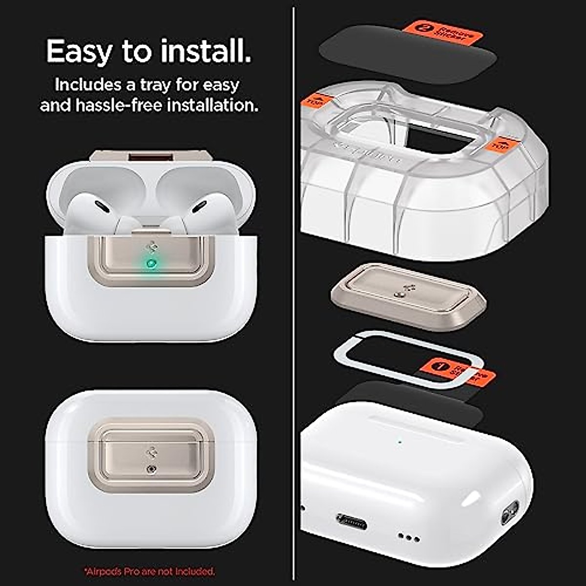 Spigen Lock Fit M [EZ FIT] Locking Device Compatible with AirPods Pro 2nd Generation/AirPods Pro Case Lock with Lanyard [Includes Installation Kit] - Starlight