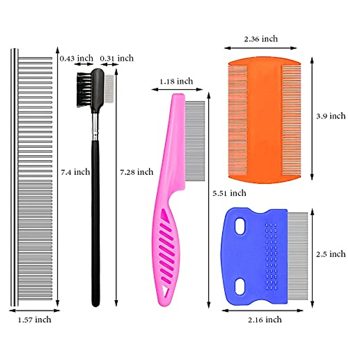 SKYPIA 5 Pcs Dog Comb Tear Stain Remover for Dogs Flea Comb Dog Combs for Grooming Small Dogs Flea Comb for Cats Dog Grooming Kit Pet Combs Small Dog Combs