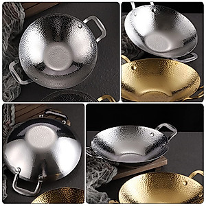 Hemoton Alcohol Pot Cooking Pot Small Stockpot Metal Grilling Wok Cast Iron Wok Omelet Sauce Pan Non Stick Wok Pan Steel Wok Grilling Pan Pasta Pots Chinese Work Spain Stainless Steel