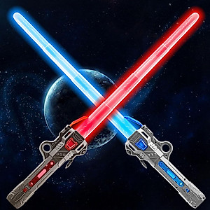 JONEG Lightsaber Light Sabers for Kids - 2 PCS, 7 Color, FX Sound 2 in1 Double-Bladed LED Expandable Lightsabers for Kids Set, Gift for 8 9 10 11 12 Year Old Girls/Boys