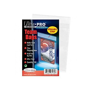 Ultra PRO - Team Bags Resealable Sleeves (100 ct.) - Protect Your Gaming Cards, Sports Cards, and Collectible Cards, Features Resealable Edge for Easy Access and Switching Cards Out