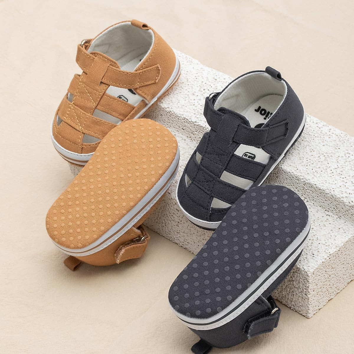 Meckior Summer Baby Infant Boys Beach Sandals Canvas Toddler Soft Sole Non-Slip Closed Toe First Walkers Shoes