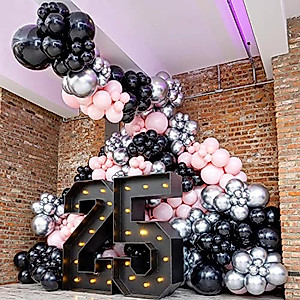 Metallic Silver Balloon Garland Arch Kit 100 Pack 18/12/10/5 Inch Latex Party Balloons Different Sizes Confetti Balloons Chrome Balloon for Engagement Wedding Graduation Christmas Party Decorations
