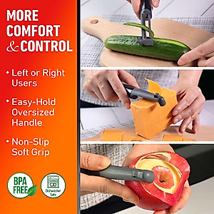 Mueller UltraGlide Swivel Vegetable Peeler for Kitchen with Ergonomic Non-Slip Handle - Fruit, Veggie, Apple, Cucumber, Potato Peelers, Stainless Steel