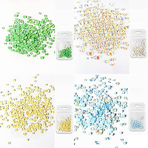 HERIS 8 Pack Mixed Glow Nail Art Rhinestones Fluorescent Diamonds Decorations Accessories Décor Crystals Gems for DIY Manicure