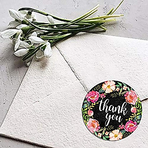 500 Floral Thank You Stickers, 1.5 inches Round Adhesive Labels for Gift, Wedding, Party, Baby Shower & Birthday Party, Mailing Supplies for Small Business Boutique Bags & Merchandise Bags. (E)