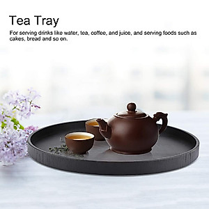 Modern Serving Tray,Round Leather Tray for Coffee Table,Round Serving Tray,Round Tray Round Shape Solid Wood Tea Coffee Snack Food Meals Serving Tray Plate Restaurant Trays(Black)