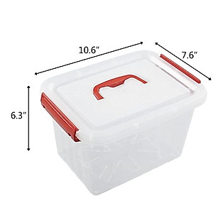 Xyskin 6 Quart Plastic Storage Box, Small Storage Bin with Lids/Handle, 7 L