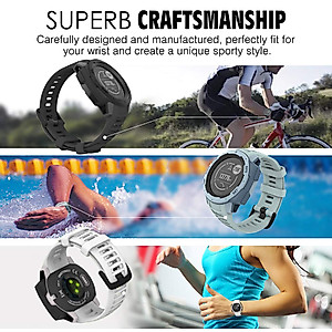 MoKo Watch Strap Compatible with Garmin Instinct Esports/Solar/Tactical/Tide Military Watch,Soft Silicone Adjustable Replacement Band Fit Garmin Instinct 2 Sports GPS Smart Watch - Black