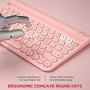 Samsers Multi-Device Bluetooth Keyboard, Rechargeable Wireless Bluetooth 5.1 Keyboard with Integrated Stand, Support 2 Devices for Smartphone Tablet iPad Laptop MacBook PC iOS Android Windows - Pink