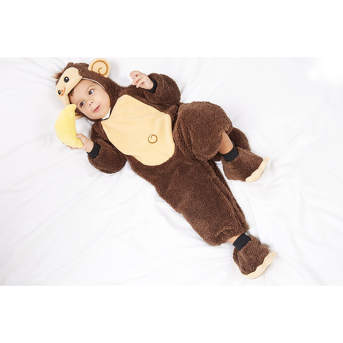 Spooktacular Creations Halloween Toddler Monkey Costume Set with Toy Banana for Infant, Kids, Baby Halloween Dress Up, Safari Themed Parties (6-12 Months)