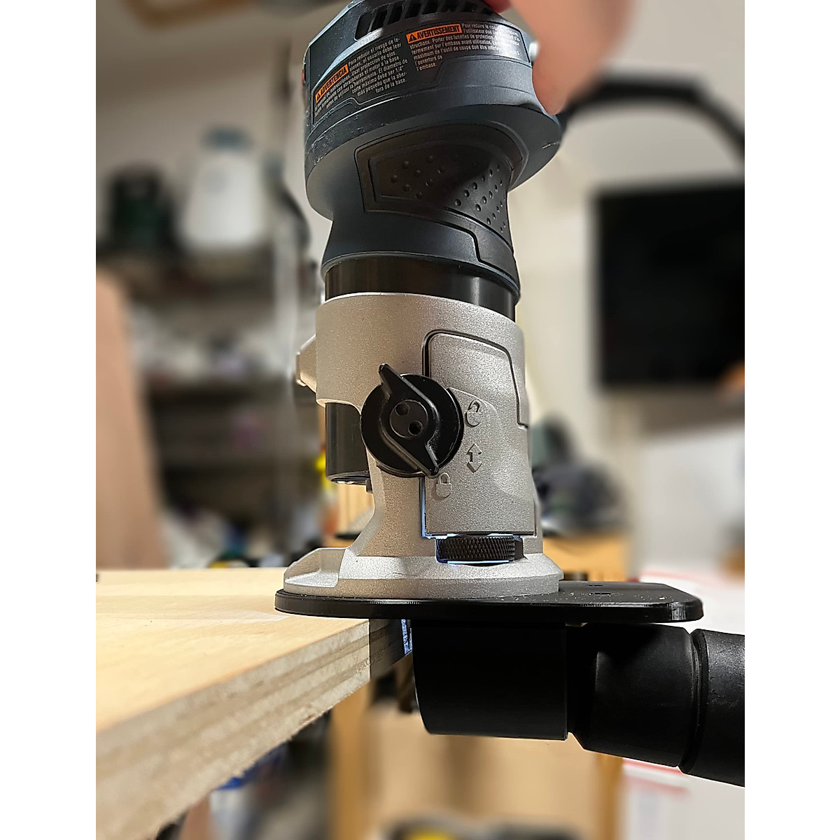 Sub-Base With Dust Collection Fittings for Bosch Colt 1.25-HP Trim Router (GKF125CEK) - Buried Cuts, Dadoes, Grooves, Edges, and More! (40mm Hole) - Made in USA