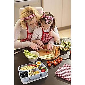 4 Pack Meal Prep Lunch Containers with 4 Compartments, Durable Bento Lunch Box, BPA Free, Wheat Straw Meal Prep Containers Reusable, Divided Food Storage Containers for Work