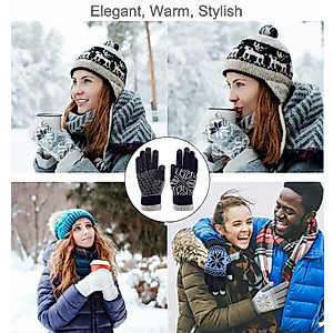 Long Keeper Winter Touchscreen Gloves for Women Men Anti-Slip Touch Screen Knit Warm Thicken Gloves (Black)