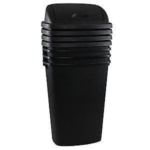 Eagrye 13 Gallon Plastic Kitchen Garbage Can with Swing Lid, Large Lidded Trash Can for Kitchen, Black, 4 Pack