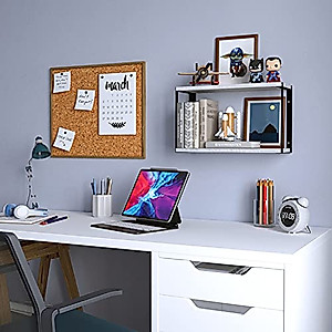 Wallniture Roca White 17"x6" Floating Shelves for Wall Decor, Bathroom Shelf Over The Toilet Storage, Wall Shelves for Bedroom Decor 2 Tier Wood Wall Shelf