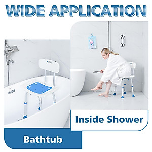 FSA/HSA Eligible Shower Chair with Back, Shower Seat for Inside Shower, Tool-Free Shower Stool for Inside Shower, Waterproof Shower Chair for Inside Bathtub for Elderly/Handicap by DUALECO