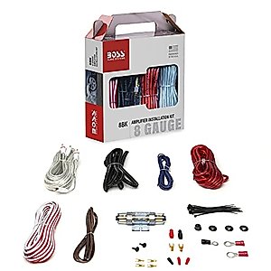BOSS Audio Systems 8BK 8 Gauge Amplifier Installation Wiring Kit - A Car Amplifier Wiring Kit Helps You Make Connections and Brings Power to Your Radio, Subwoofers and Speakers