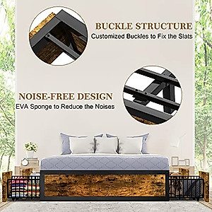 Pliwier Bed Frame with 4 Drawers, Metal Platform Bed Frame Queen Size, 11 Heavy Duty Metal Slats Support, No Box Spring Needed, Space Saving, Noise-Free, Easy Assembly (Queen (U.S. Standard))