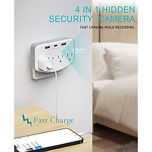 Hidden Camera WiFi Spy Camera Hidden Cameras Wall Charger Nanny Cam with USB Fast Charger Outlet HD 1080P Wireless for Home Security Secret Camera 20W PD Charging Port