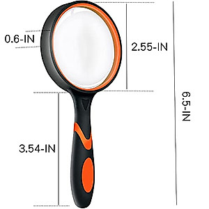Magnifying Glass for Kids,3 Pack 10X 65mm Magnifying Glass with Non-Slip Soft Rubber Handle, Suitable for Reading Newspapers, Inspections, Insects, Experiments, Suitable for Seniors and Kids