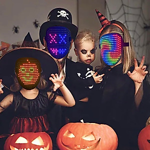 COKOTEE Led Mask, Light up Mask with Gesture Sensing, Face Transforming Masks for Halloween Festival Cosplay Costume Masquerade Parties, gifts