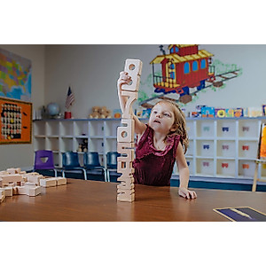SumBlox Original Size Basic Set of 76 Math Building Blocks - STEM Solid Wood Educational Number Blocks, Includes 80 Activity Cards.