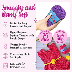 Tweed Twinkles Soft Baby Yarn for Crocheting, 8 Skeins, 696Yds/400G, Free Patterns - Acrylic Baby Blanket Knitting Yarn with Flecks - Size 3 DK Light Worsted Weight - Kiwi Green