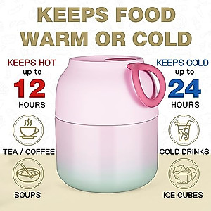 Healthlif 12 Oz Thermos Food Jar Wide Mouth Vacuum Soup Thermos for Hot & Cold Food for Kids,Leak Proof Food Thermos, Stainless Steel Lunch Container for School, Travel