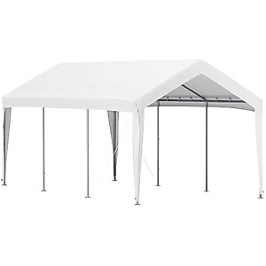 VEVOR 10 x 20 ft Carport Car Canopy, Heavy Duty Garage Shelter with 8 Legs, Car Garage Tent for Outdoor Party, Birthday, Garden, Boats, Adjustable Peak Height from 8.3 ft to 10 ft, White