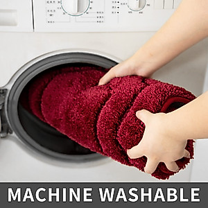 COSY HOMEER Extra Thick Bath Rugs for Bathroom - Anti-Slip Bath Linen Sets Mats Soft Plush Yarn Shaggy 100% Strong Polyester Living Room Bedroom Water Absorbent(Red,17x27 - Inches)