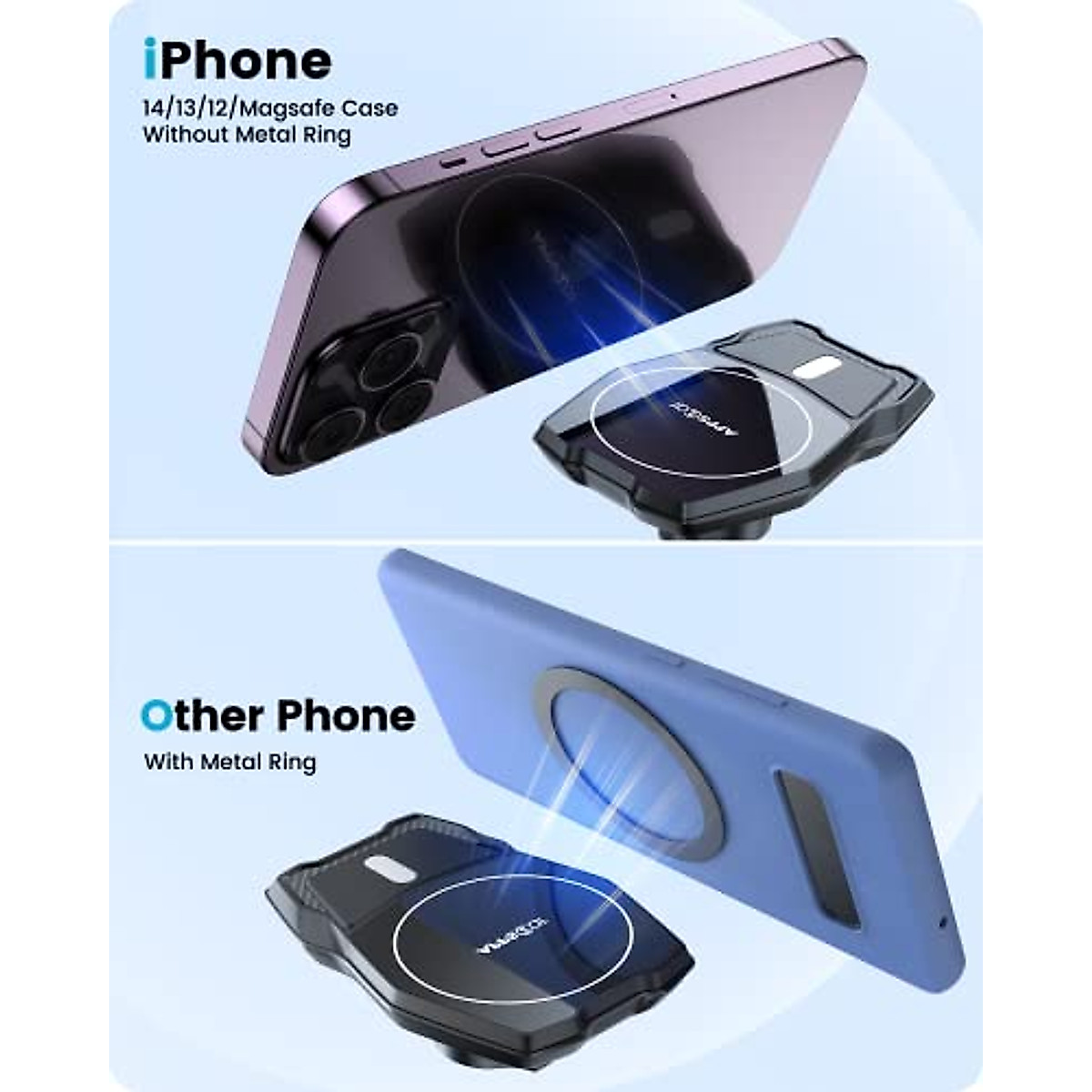 APPS2Car Fit for MagSafe Car Mount for iPhone Holder [17 N52 Magnets] Phone Holder for Car, Suction Cup 8in Long Arm Magnetic Phone Mount for Dashboard Windshield for iPhone 12/13/14 Magsafe Case