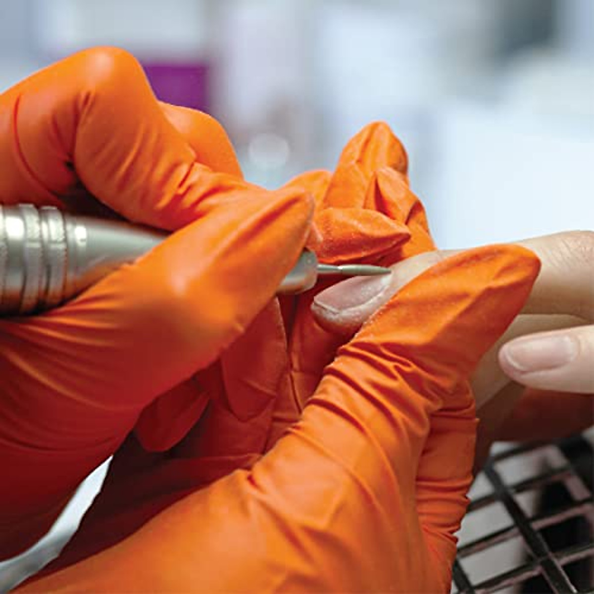 ASAP Orange Nitrile Powder Free Examination Gloves, Disposable, 4.5 mil, Orange (Box of 100) (Medium)