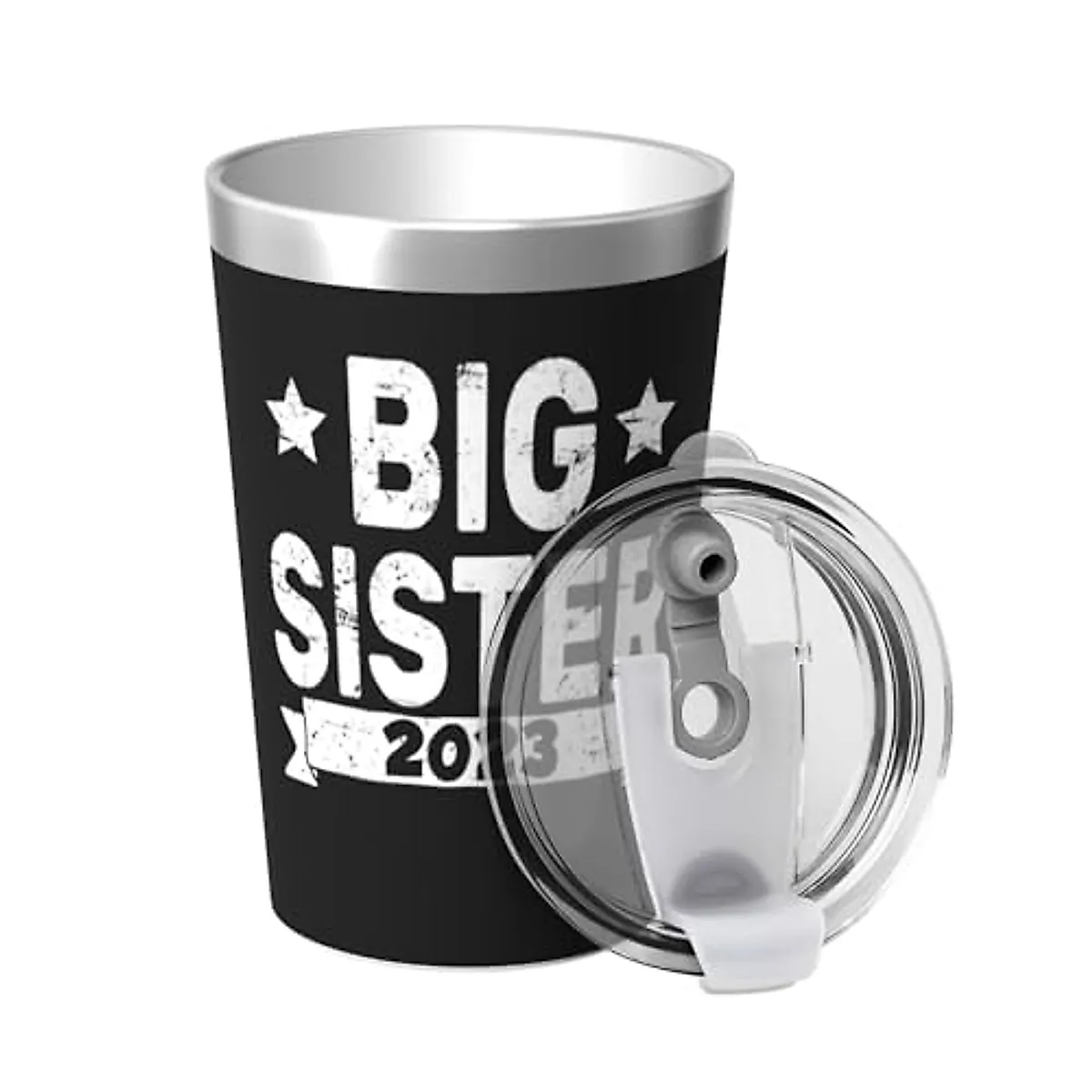 Big Sister Gifts For Girls Travel Cup Double Walled Glass Coffee Mugs with Lids 12oz Reusable Insulated Cappuccino Tea Latte Iced Coffee Cups Travel Mug-HH