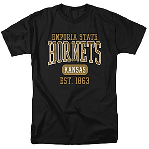 Emporia State University Official Est Date Short Sleeve Mens Cotton T-Shirt,Black, Large