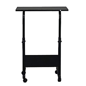 Outvita Mobile Computer Desk 23.62 Inches Height Adjustable Rolling Side Table, Home & Office Gaming Laptop Workstation Standing Sofa Corner End Cart with Wheels - Black