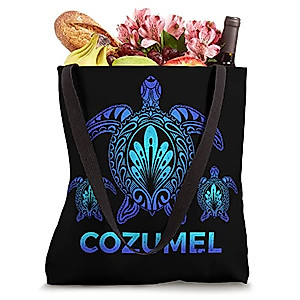 Vintage Cozumel Mexico Ocean Blue Sea Turtle Souvenirs Tote Bag