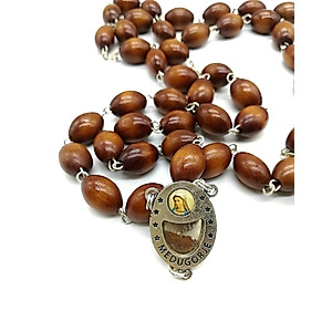 Medjugorje Rosary - Apparition Hill Soil, Wooden Beads St Benedict Catholic Rosary Necklace, Baptism Rosary Favors