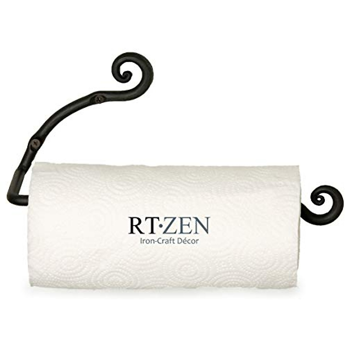 Wall Paper Towel Holder | Black Decorative Wrought Iron Hanger | Wall Mount Fancy Paper Dispenser | Rod Metal Durable & Sturdy | Handmade Crafted by RTZEN-Décor