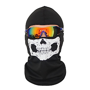4Pcs Skull Mask Gaiter Mask Headwear Bandana Halloween Mask Balaclava Breathable Face Masks Neck Gaiter Scarf for Motocycle Black