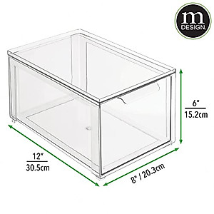 mDesign Plastic Stackable Drawer Organizer Storage Bin with Front Handle - Holder for Crafts, Sewing, Hobby, Art Supplies in Home, Classroom, Office, or Studio - Lumiere Collection, 8 Pack - Clear