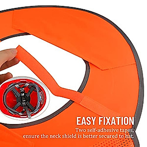 WMYCONGCONG 2 Pack Hard Hat Sun Shield Full Brim Mesh Neck Shield Sun Visor with Reflective Strip for Outdoor Construction Site Hardhats Safety Helmet Accessories, High Visibility Orange