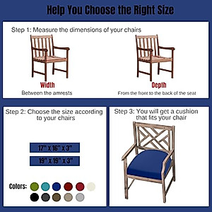 idee-home Outdoor Chair Cushions Set, Thick 3" Outdoor Seat Cushions Patio Furniture Waterproof with Ties, Dining Pads