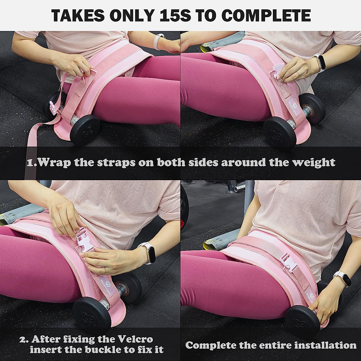 WOOTMIN hip thrust belt, fully upgraded hip thrust belt for dumbbells, more comfortable hip thrust belt, home gym hip thrust belt with wider and longer anti-slip pads (black)