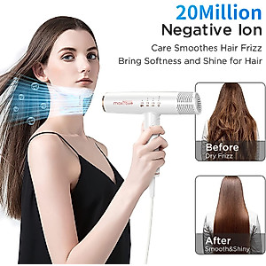 Maxfoxe Hair Dryer for Women, Blow Dryer Set 9 Modes Foldable Ionic Professional High Speed Fast Drying Brushless Compact Blower Magnetic Concentrator Nozzle Diffuser Attachment for Home,Hotel,Salon